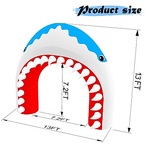 Inflatable Shark Mouth Arch Inflatable Shark Archway Entrance 13ftx13ft with Blower for Sea World Event Birthday Party Ocean Theme Decoration