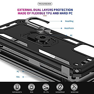 LeYi for Samsung Galaxy A03S Phone Case, Samsung AO3S Case with [2 Pack] Screen Protector, [Military-Grade] Magnetic Ring Kickstand Protective Phone Case for Galaxy A03S (6.5 Inch), Black