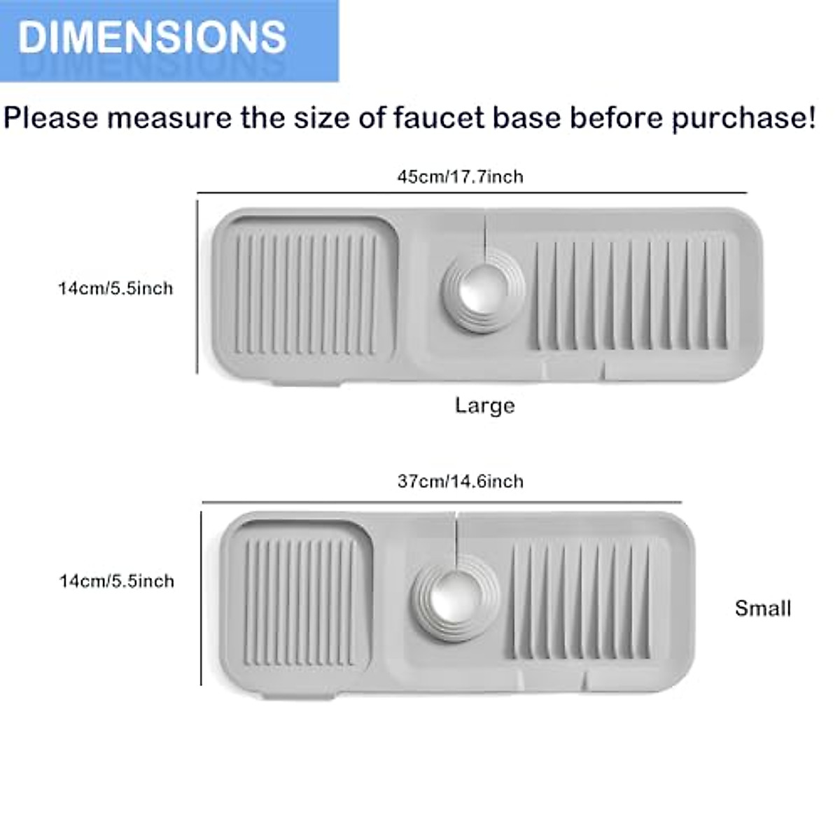 Gelecek Kitchen Sink Splash Guard, 17.7" x 5.5" Silicone Sink Faucet Mat, Sink Draining Pad Behind Faucet, Faucet Splash Catcher, Keep Kitchen and Bathroom Sinks Dry, Grey