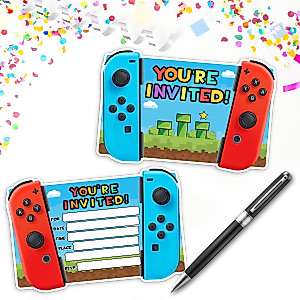 Simimi art 30 Video Game Birthday Party Invitations with Envelopes - Game On Birthday Party Invitation