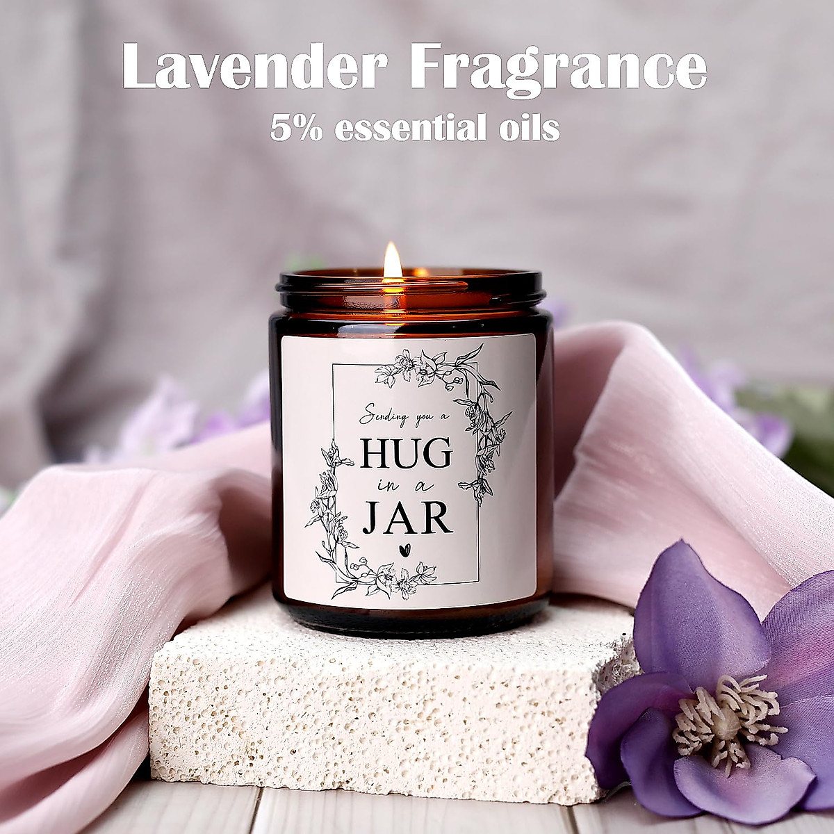 Sympathy Gifts for Loss of Loved One, Sympathy Gift Baskets, Thinking of You Gifts for Women, Bereavement Gift Ideas - Sending You a Hug Candle - Sympathy Cards Candle Condolence Get Well Soon