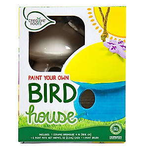 Creative Roots Paint Your Own Plaster Bird House Kit, Ready-to-Paint DIY Birdhouse Activity, Great Spring & Summer Arts and Crafts Project, for Kids Ages 5, 6, 7, 8, 9