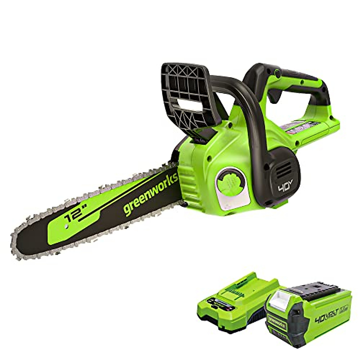 Greenworks 40V 12" Chainsaw, 2.0Ah Battery and Charger Included (Gen 2)