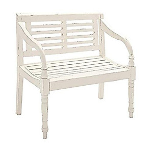 Deco 79 Farmhouse Wood Rectangle Bench, 40" x 22" x 36", White