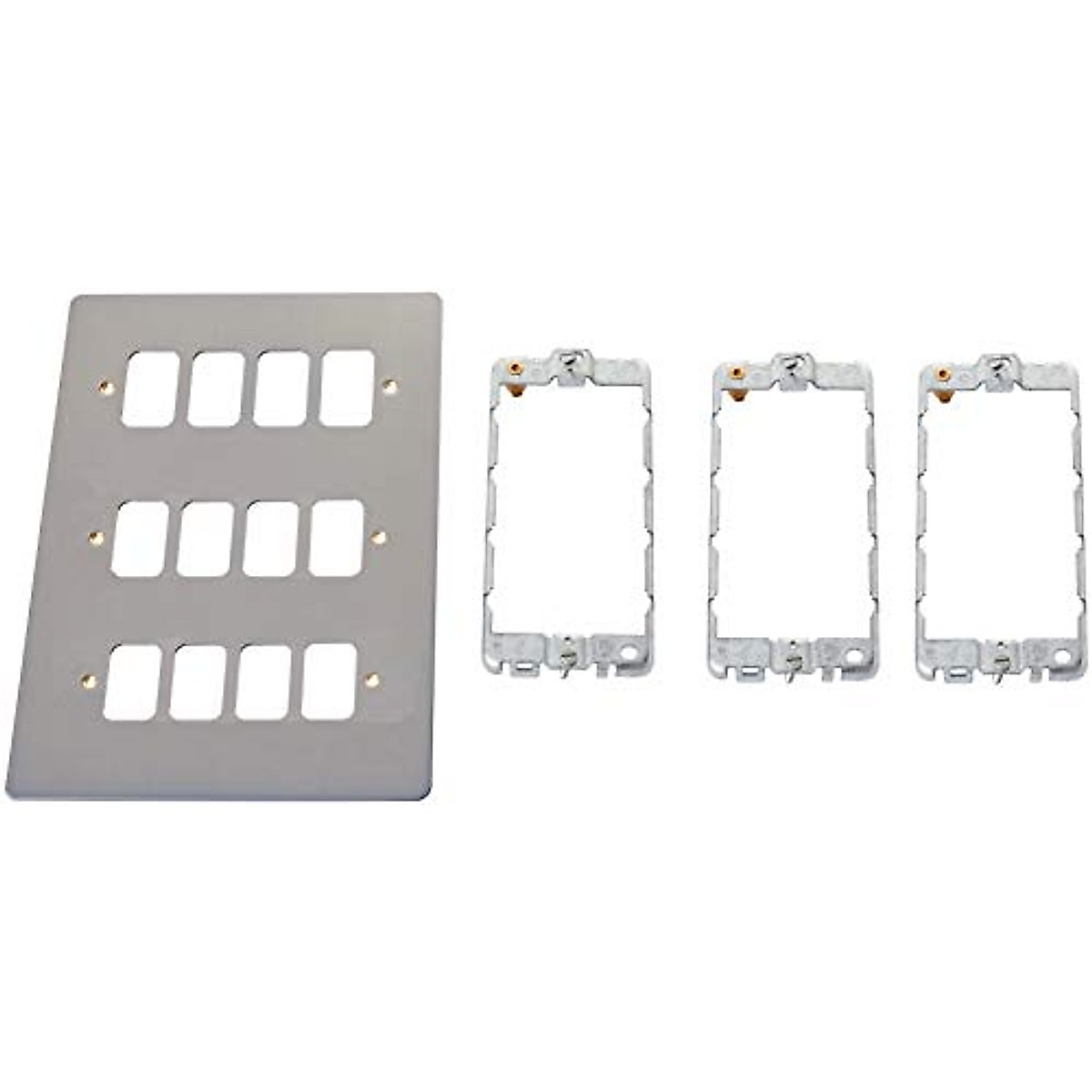 MK Edge K14352BRC 12-Module Grid Plus Frontplate with Frames - Brushed Chrome