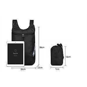 Dladhict 14L Hiking Backpack Lightweight Packable Hiking Daypack Water Resistant Lightweight Foldable Hiking Backpack for Travel Camping Outdoor Small Travel Outdoor Foldable Shoulder Bag (Black)