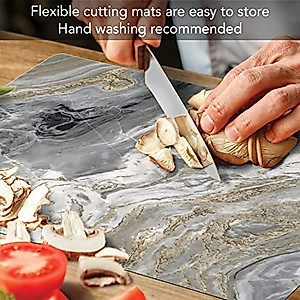 Cut N' Funnel Quartz, Designer Flexible Cutting Board Mat, 15" x 11.5", Made in the USA, Decorative, Flexible, Easy to Clean