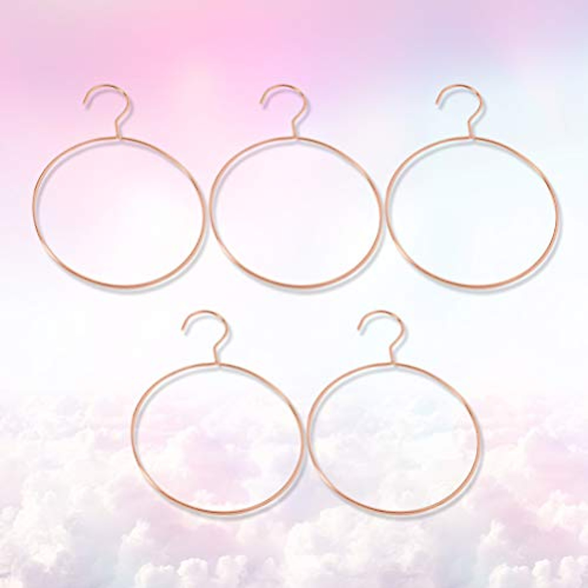 Zerodeko Laundry Rack 5pcs Round Circle Hanger Space- Saving Hanger Thong Underwears Display Ring Hanger Display Hoop Rack for Scarves Shawl and Belts Rose Gold Metal Hangers