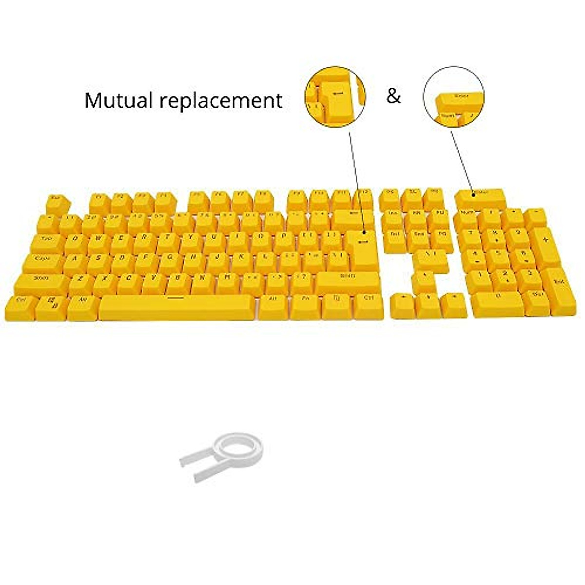Bossi PBT Keycaps Backlit 104Key Set Doubleshot Injection Cherry MX Keycaps with Keycaps Puller for 87/104 MX Switches Mechanical Gaming Keyboard - Yellow