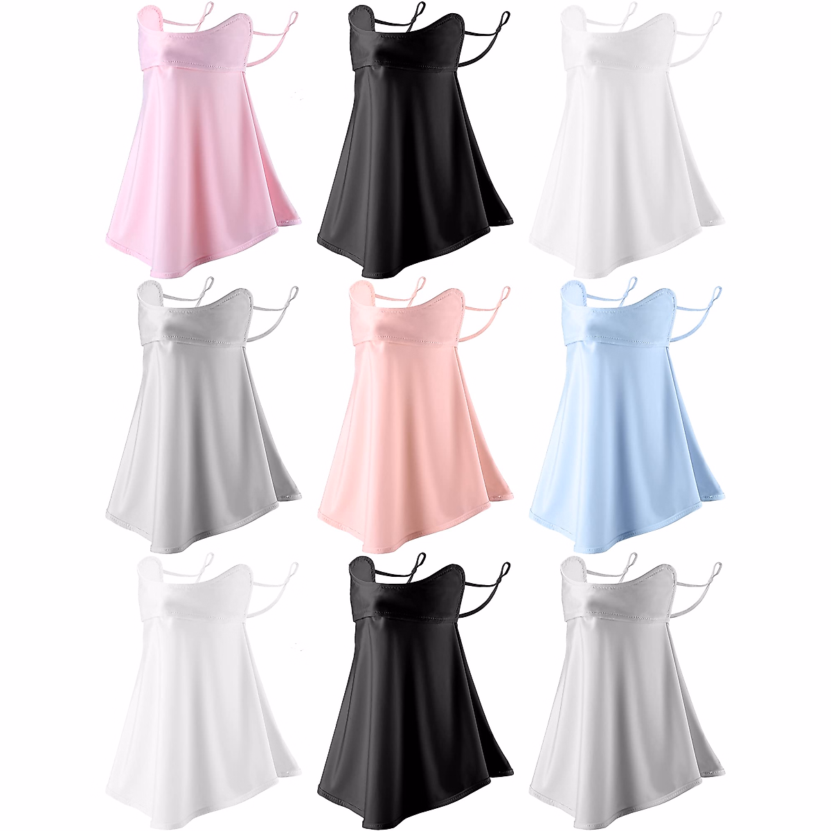 Sureio 9 Pcs Face Mask for Sun Protection for Women Breathable Face Mask Cooling Neck Gaiter Face Scarf Mask Bandana for Man (Simple Style, Lovely Color)