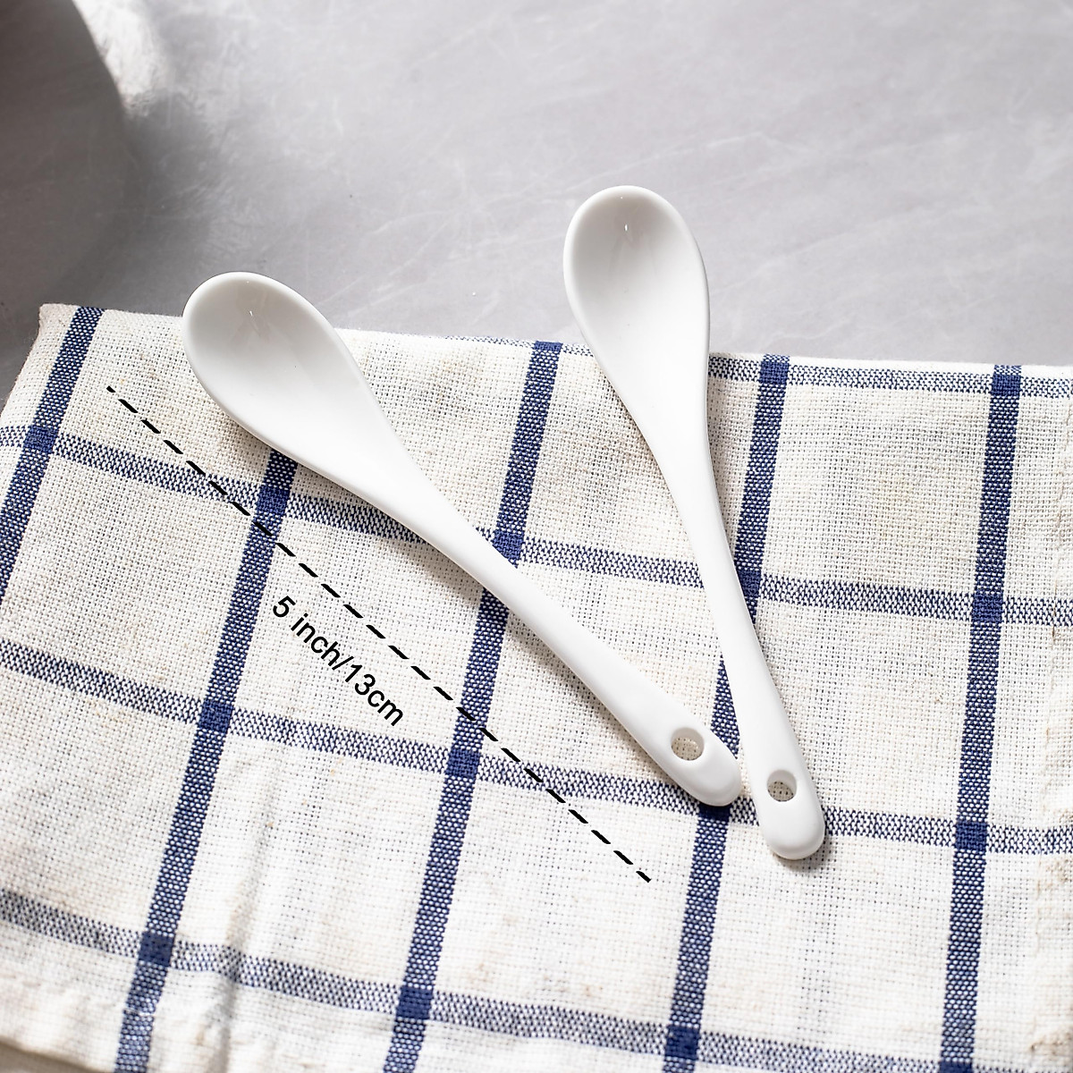 MIUFA 6PCS Porcelain White Coffee Spoons Espresso Spoons Tea Sauce and Desserts Ceramic Spoons