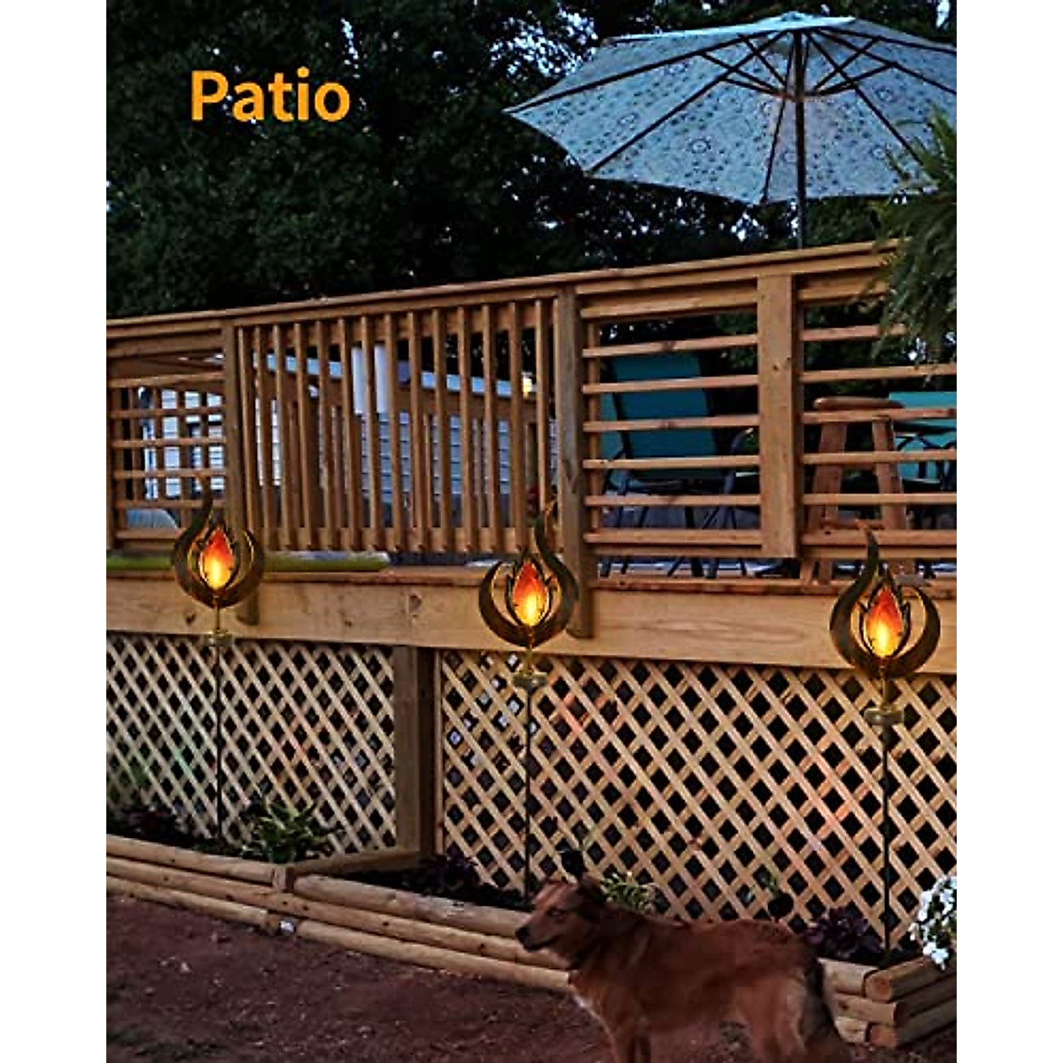 LOGUIDE Garden Solar Lights Outdoor Decorative,Metal LED Garden Stake Lights,Flame Shape Waterproof Garden Lights for Garden Art,Backyard,Deck,Flower Bed,Lawn,Patio or Outdoor Clearance Decorations