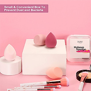 DUAIU 4 Pcs Makeup Sponge Set Beauty Sponge Foundation Blending Sponge, Flawless for Liquid, Cream, and Powder, Multi-colored Makeup Sponges with Storage Box
