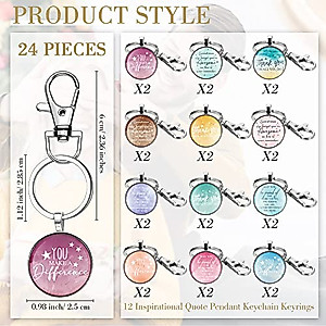 Roowest 24 Pcs Employee Appreciation Gifts Keychains Inspirational Motivational Team Gifts for Thanksgiving Christmas Coworkers Volunteer Staff