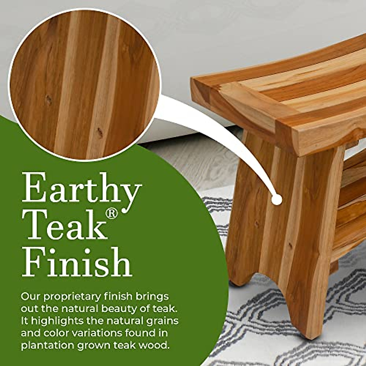 EcoDecors 24 inch Teak Shower Bench - Teak Bench for Shower - Teak Bench - Shower Teak Bench - Teak Wood Shower Bench - Teak Shower Stool - Teak Bench Shower - Teak Shower Bench for Inside Shower