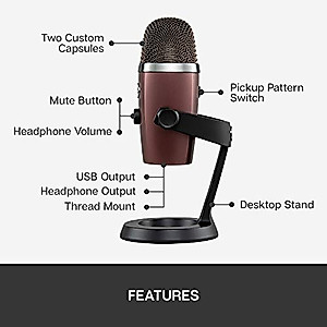 Blue Yeti Nano Premium USB Microphone for Recording, Streaming, Gaming, Podcasting on PC and Mac, Condenser Mic with Blue VO!CE Effects, Cardioid and Omni, No-Latency Monitoring - Red Onyx