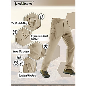 TACVASEN Mens Tactical Pants Insulated Warm Thermal Fleece Lined Shoftshell Khaki Pants for Snow Ski Men's Winter Hiking Outdoor Adventure Pants
