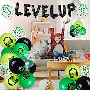 Tradder 45 Pieces Video Game Balloons Set Level up Game Party Decorations Game Balloons Gaming Birthday Party Supplies Gaming Latex Balloons for Teens Boy Birthday Party (Stylish Style)