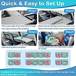JEXYRON Airplane Bed for Toddler, Airplane Travel Bed Seat Extender with Magnetic Folding Puzzle, Airplane Leg Rest for Kids to Lie Down, Baby Travel Essentials for Flying Sleeping,Grey