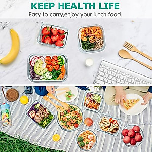 AMALEKO 17Set Glass Food Storage Containers with Lids Set, Leak-Proof Glass Meal Prep Containers BPA-Free, Airtight Containers for Food Storage, Lunch Containers for Office