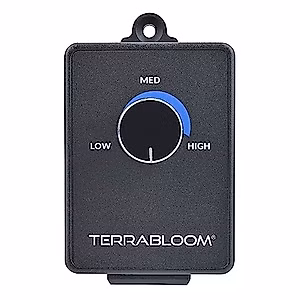 TerraBloom Fan Speed Controller For Booster Inline Exhaust and Duct Fans. Blower Airflow and Motor Speed Adjuster. Rated For Up To 350W. Continuous Dial Rheostat Control