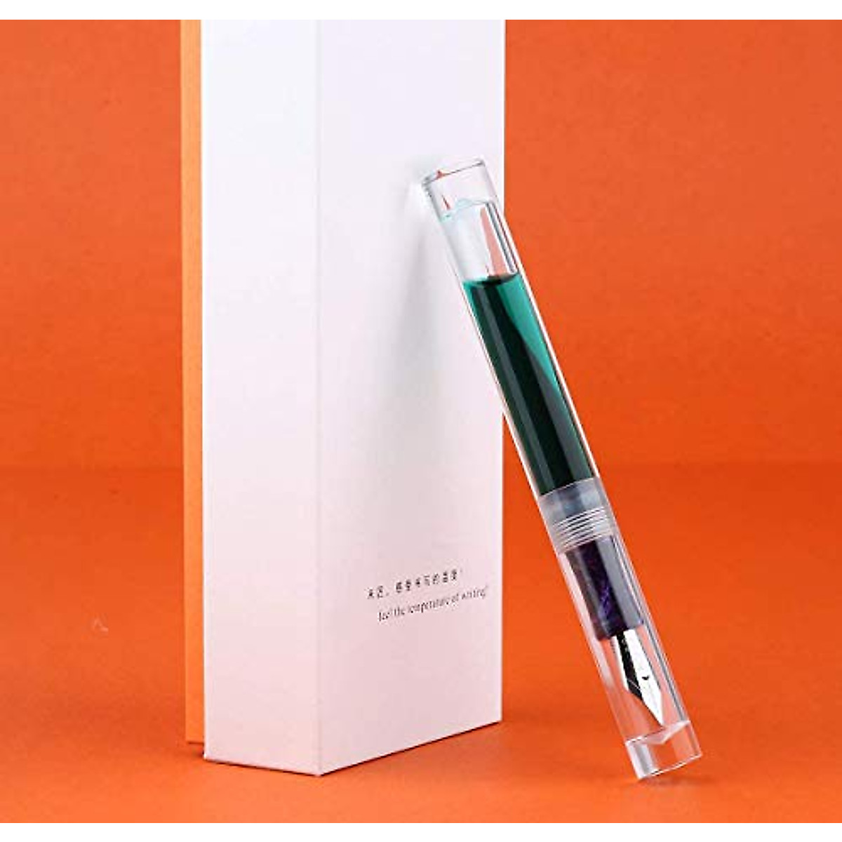 Lanxivi Majohn C1 Fountain Pen Fine Nib Clear Transparent Acrylic Resin, Mini Pocket Pen, Eyedropper,Cartridges and Converter Filling