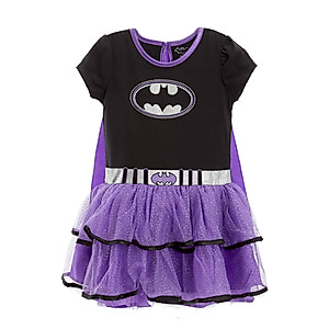 WARNER BROS DC Comics Justice League Batgirl Newborn Baby Girls Tulle Costume Dress Leggings Cape and Headband 4 Piece Set 0-6 Months