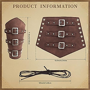 SMARCH Medieval Viking Leather Arm Guards for Men Renaissance Renaissance Viking Pirates Cosplay Costume Accessories for Halloween Parties, LARP and Ren Faire Cosplay (Brown)