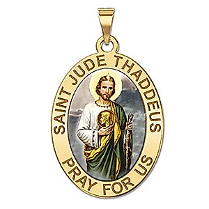 PicturesOnGold.com Saint Jude Religious Medal Color - 2/3 X 3/4 Inch Size of Nickel, Sterling Silver