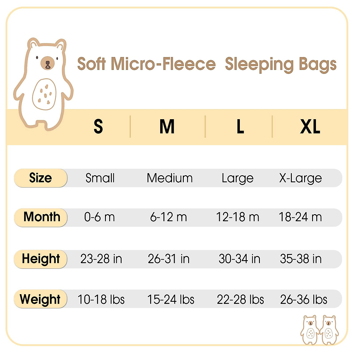 PHF Soft Micro-Fleece Baby Sleep Sack, 6-12 Months Warm Baby Wearable Blanket, 2-Way Zipper Sleeping Bags, 2 Pack Comfy Toddler Sleeping Sack for Baby Boys Girls, Medium Size, White&Grey