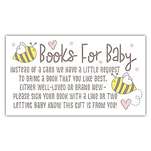 50 Cute Bee Books for Baby Shower Request Cards - Invitation Inserts