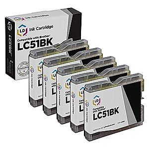 LD Compatible Ink Cartridge Replacement for Brother LC51BK (Black, 5-Pack)