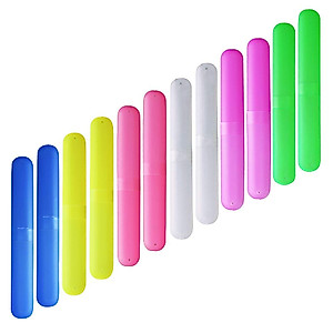 ISusser Pack of 12 Plastic Toothbrush Case, 6 Color Portable Dust-Proof Toothbrushes Holder for Inside and Outside