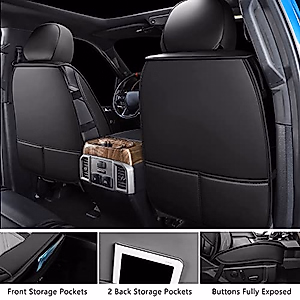 BALLIOL Pickup Seats Covers Compatible with Toyota Tacoma 2005-2023 SR SR5 TRD Off-Road TRD Pro TRD Sport Trall Special Edition Faux Leather(Black,2 PCS Front Seat)