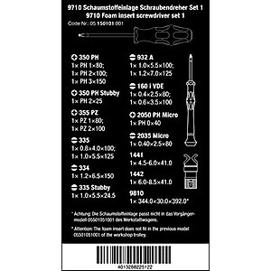 9710 Foam Insert "Screwdrvr Set 1"
