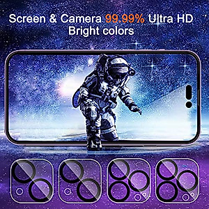 Ferilinso Designed for iPhone 14 Plus iPhone 14 Pro Max Screen Protector 3 pack HD Tempered Glass With 2 Pack Camera Lens Protector CaSe Friendly 9H HardneSs Bubble Free AcceSorieS