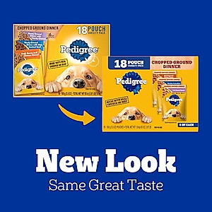 PEDIGREE Adult Canned Wet Dog Food Chopped Ground Dinner Variety Pack (18) 3.5 oz. Pouches