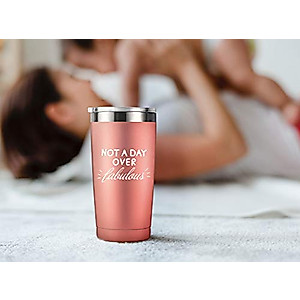 MASGALACC Not A Day Over Fabulous - 20 Oz Stainless Steel Insulated Tumbler Cup with Lid- 21st 30th 40th 50th 60th 70th Birthday Gifts for Women Her Mom Grandma Friend Gift Ideas