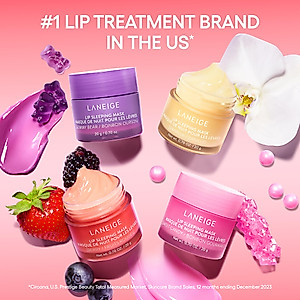 LANEIGE Divine Lip Duo: Lip Sleeping Mask Peppermint Intense Hydration with Vitamin C, Lip Glowy Balm Candy Cane