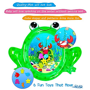SUNSHINE-MALL Frog Baby Water mat, Tummy Baby Toys, Inflatable Play Mat Water Cushion Baby Toys, Fun Early Development Activity Play Center for Newborn (93 x 77 cm)
