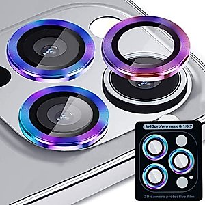 TIUYAO Camera Lens Protector for iPhone 13 Pro 6.1"& iPhone 13 Pro Max 6.7", Tempered Glass Camera Lens Protector Aluminum Alloy Lens Ring Cover Fit for iPhone 13 Pro/iPhone 13 Pro Max (Colorful)