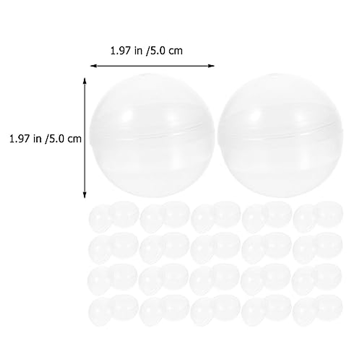Gumball Machine Capsules 50pcs Small Round Capsules 50mm Clear Containers Empty Fillable Capsules Twisted Balls for Gumball Vending Machines Surprise Gift Plastic Ball Favor