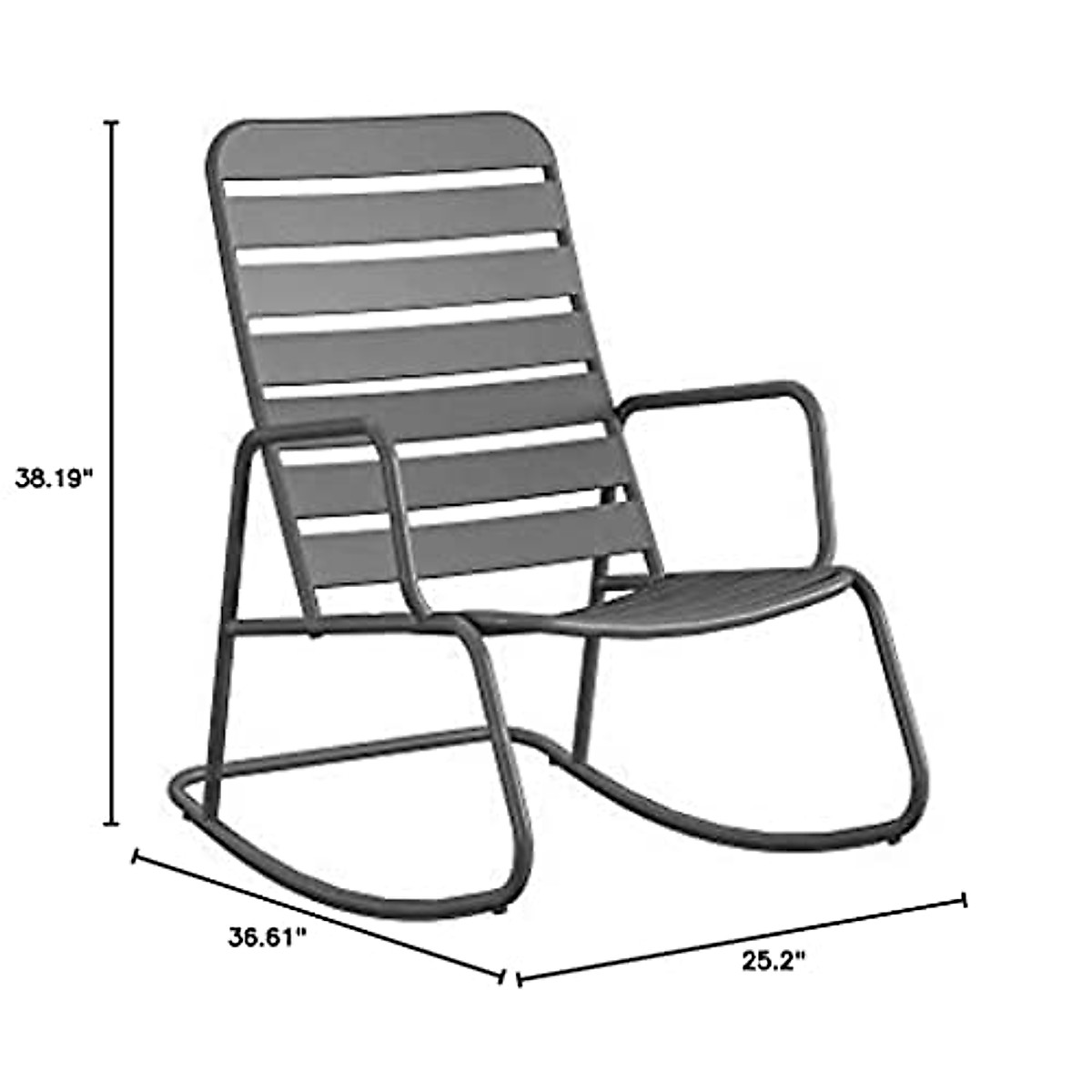 Novogratz 88065CHC1E Poolside Gossip Collection, Roberta Outdoor/Indoor Rocking Chair, Charcoal Patio Rocker