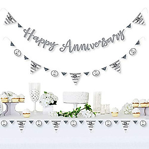 Big Dot of Happiness We Still Do - 25th Wedding Anniversary - Anniversary Party Letter Banner Decoration - 36 Banner Cutouts and Happy Anniversary Banner Letters