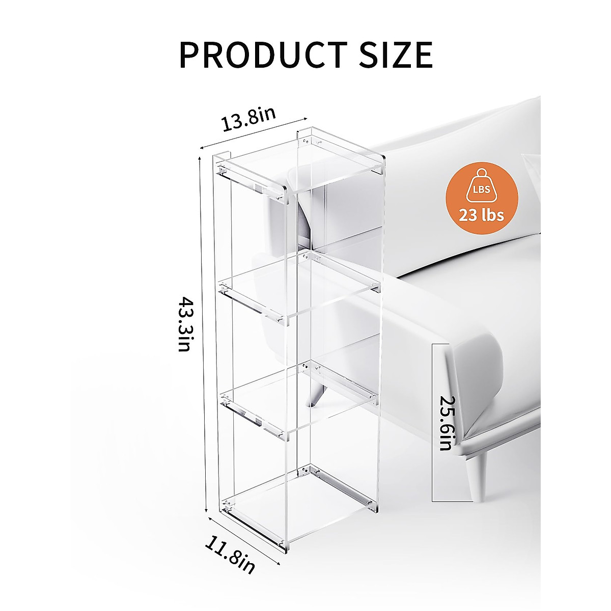 Acrylic Bookcase Cube Storage Bookshelf, Standing Display Bookshelf Floor Standing Bookshelf for Bedroom Living Room (Clear 3cube)