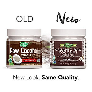 Nature's Way Organic Raw Coconut Whole Food, 5.6 g MCTs per serving, Unrefined, Cold Pressed, 16 oz.
