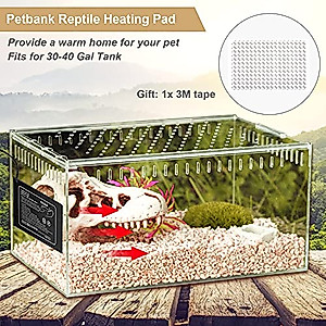 Petbank Reptile Hating Pad-Seedling Heat Mat with Digital Thermostat, Water Tank Heater Heating Pad for Turtles/Snakes/Lizards/Frogs/Spiders/Plant Box/Aquariums, 8 x 12 inch