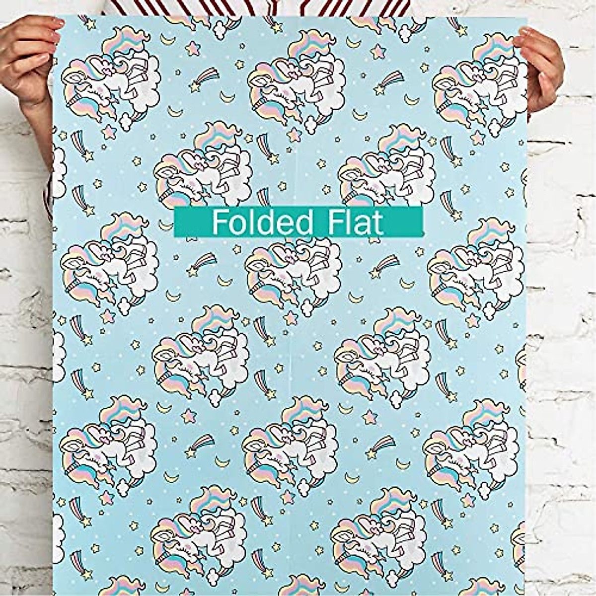 MAYPLUSS Wrapping Paper Sheet - Folded Flat - 6 Different Adorable Design (22.4 sq.ft.ttl.) - Uniconrn, Rainbow - 19.6 inch X 27.5 inch Per Sheet