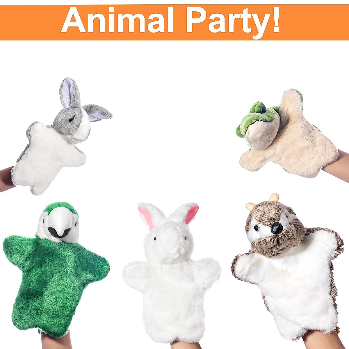RONIAVL Animal Hand Puppets Plush Toy Birthday Party Favor Supplies for Storytelling Teaching Role-Play Stimulate Imagination Hand Puppets for Children (Green Parrot)