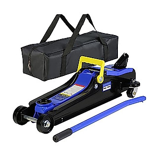 Blue Low Profile Floor Jack, Hydraulic Trolley Racing Floor Jack w/Piston Quick Lift Pump - 2 Ton Capacity, Strong Steel Floor Jack with 3.3''~15.2'' Lifting Range Height